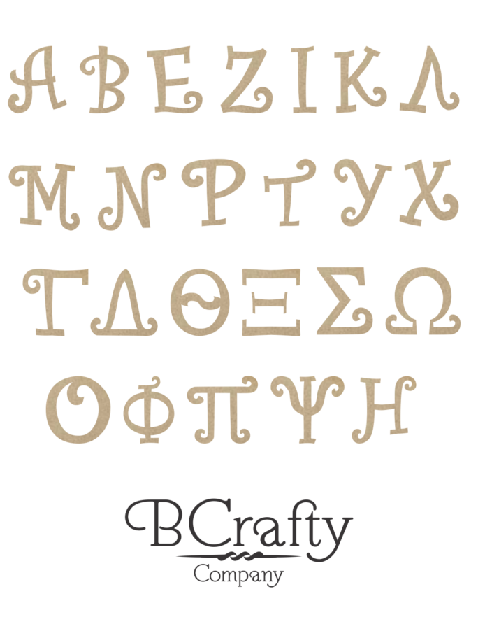 Wooden Greek Letters – Bookman Old Style Bold – BCrafty Company